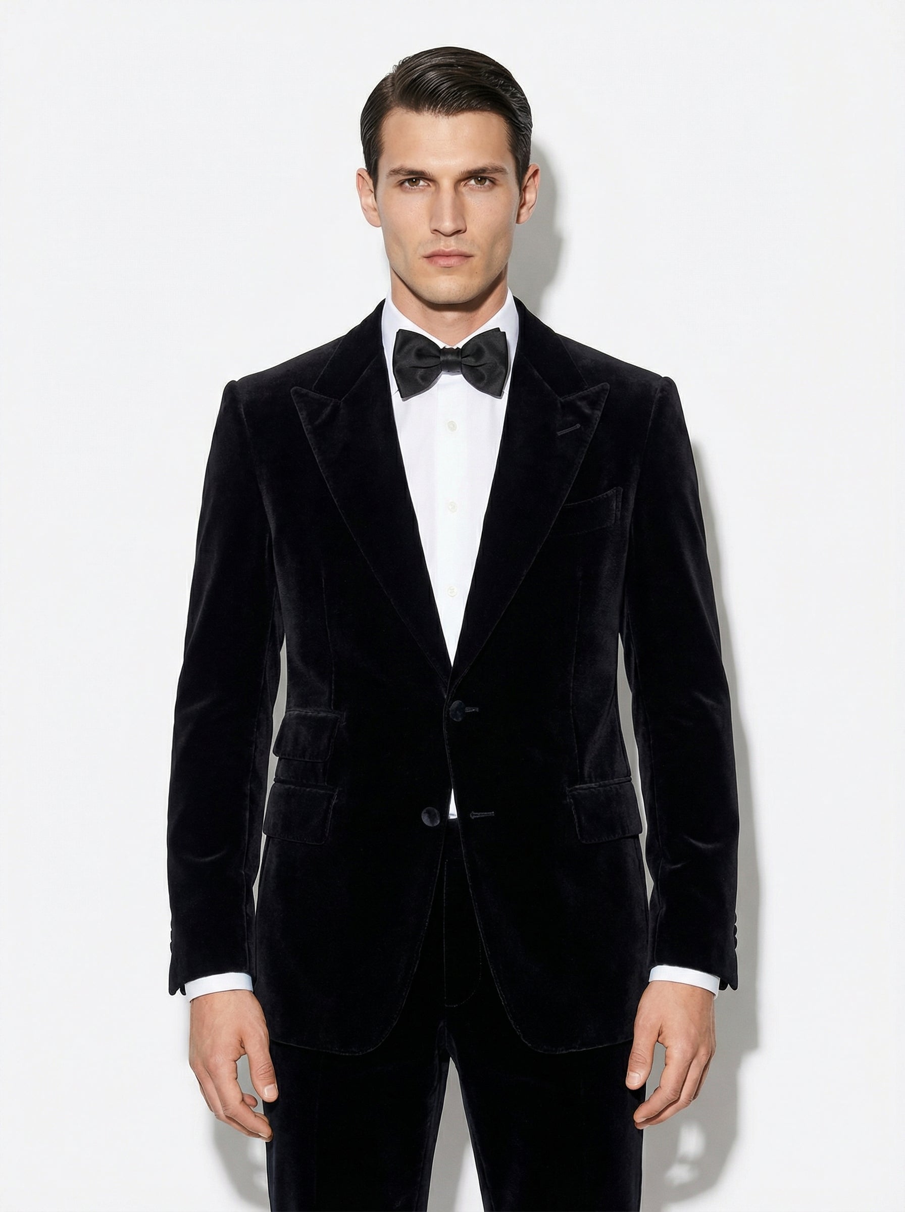 WP French Velvet Deep Black Sovereign Cut Suit – Waleed Peerzada