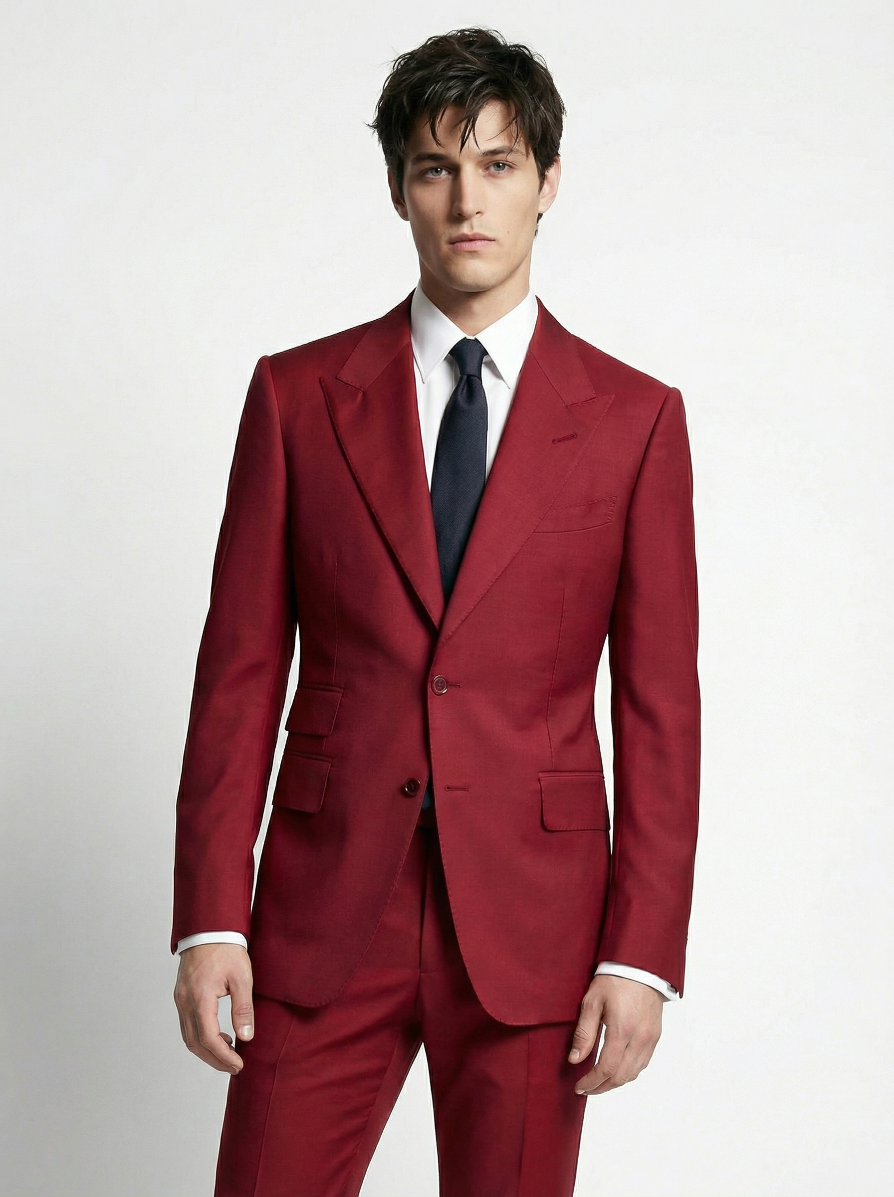 WP Blood Maroon Sovereign Cut Suit in Super 180s Italian Wool – Waleed ...